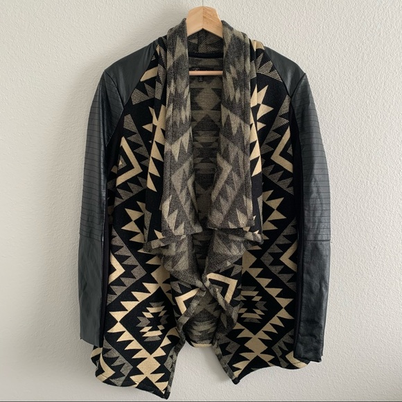 Baccini | Jackets & Coats | Baccini Black Tribal Print Faux Leather ...